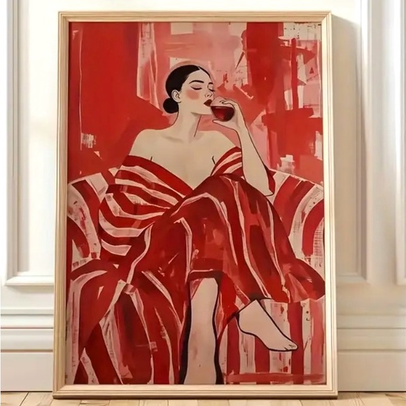 Unbranded | Art | Dynamic Red Art Print With Expressive Movement | Poshmark